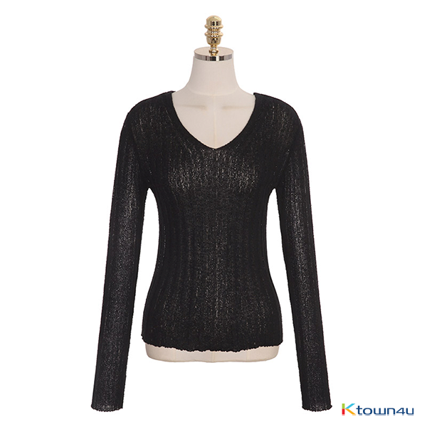 ktown4u.com : nt2131 Extended Sleeves Sheer Knit Top_Black(Free)