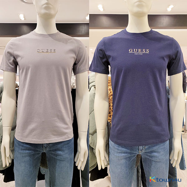 ktown4u.com : Unisex Mini Guess PVC Logo Short Sleeve Tee_4colors