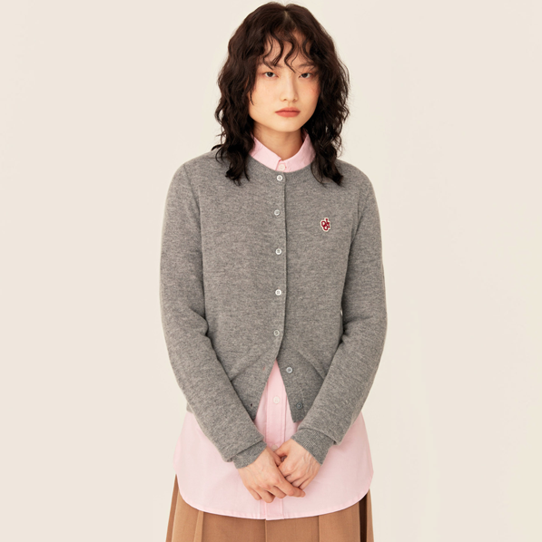 ktown4u.com : 2) Basic Patch W Knit Cardigan [Grey]