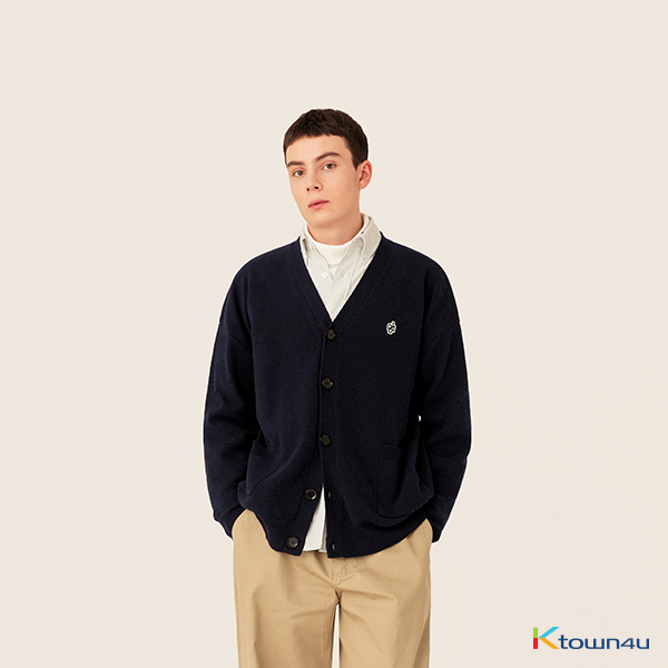 ktown4u.com : Basic Patch Knit Cardigan [Navy]