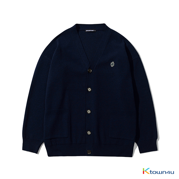 ktown4u.com : Basic Patch Knit Cardigan [Navy]