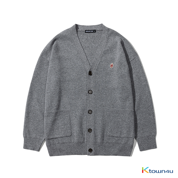 ktown4u.com : BASIC PATCH KNIT CARDIGAN GREY