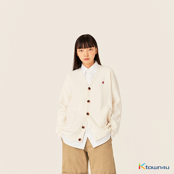 ktown4u.com : BASIC PATCH KNIT CARDIGAN CREAM