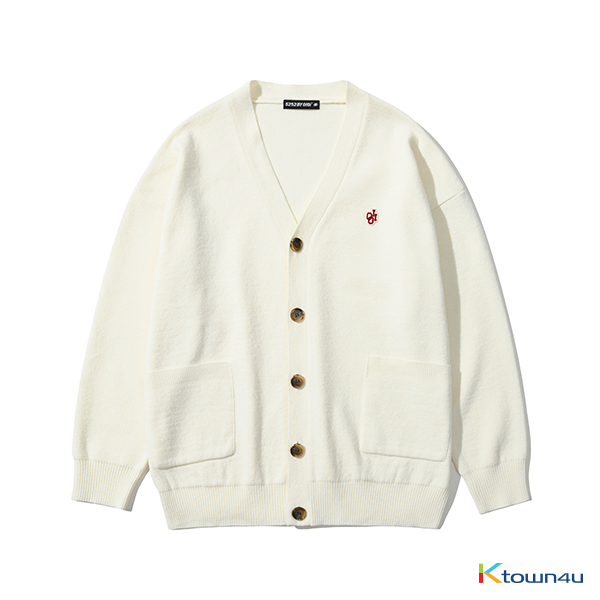 ktown4u.com : BASIC PATCH KNIT CARDIGAN CREAM