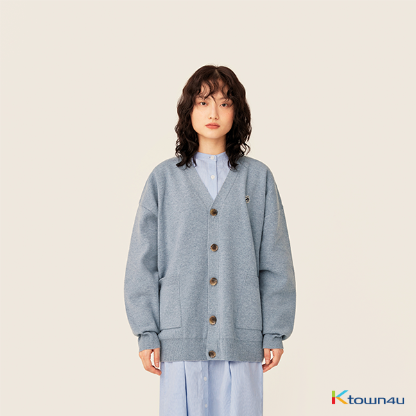 ktown4u.com : BASIC PATCH KNIT CARDIGAN ASH BLUE