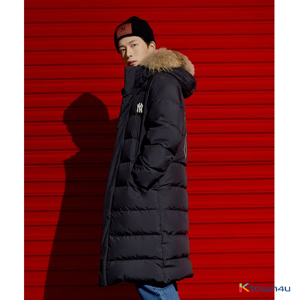 ktown4u.com : [MLB]Basic Hood Fur Back Logo Medium Light Long Padding NY (Black)